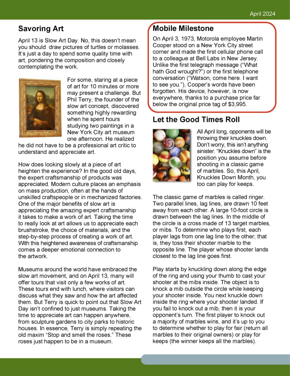 April 2024 Newsletter | Hellenic Senior Living of Indianapolis April 2024 Newsletter | Hellenic Senior Living of Indianapolis